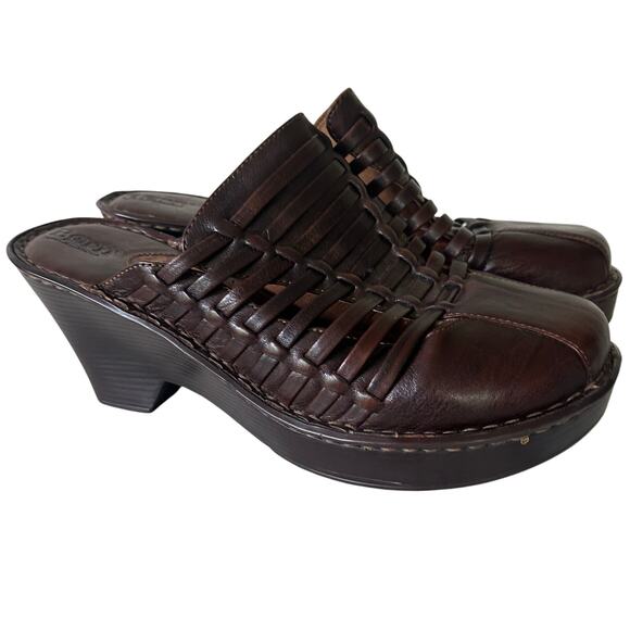 Born | Shoes | Born Platform Clog Huarache Mules Wedge Heel Leather ...